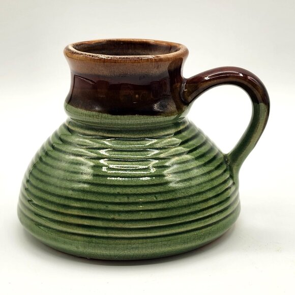 Dining | Vintage Brown Green Glaze Ribbed Pottery No Spill Retro Travel ...